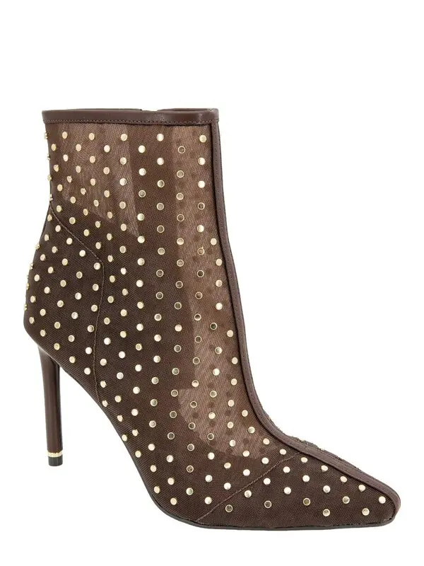 KENNETH COLE Quincy Studded Mesh Bootie - Brown Mesh