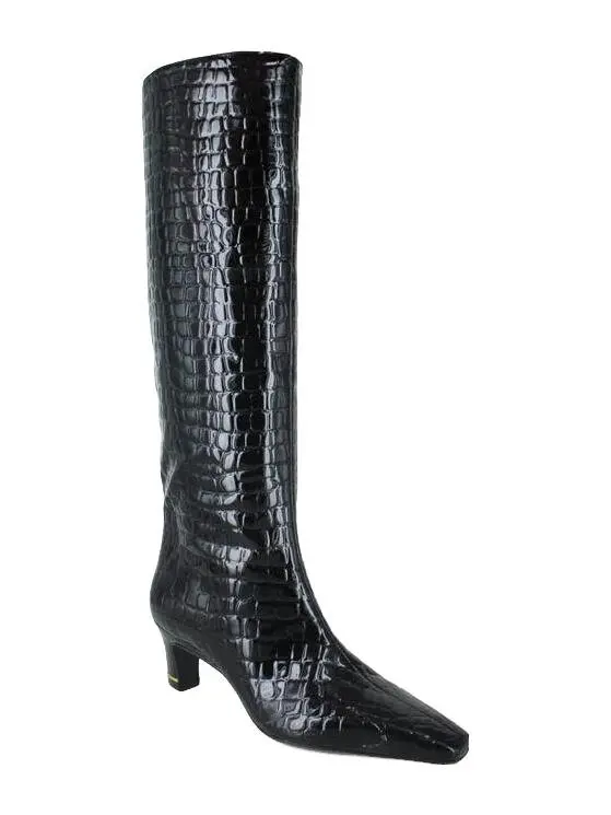 KENNETH COLE Rubia Pointed Toe Boots - Black Croco