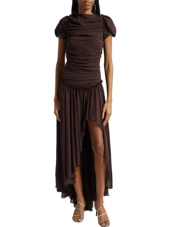 SIEDRES Adeline Semisheer Chiffon Maxi Dress - Brown