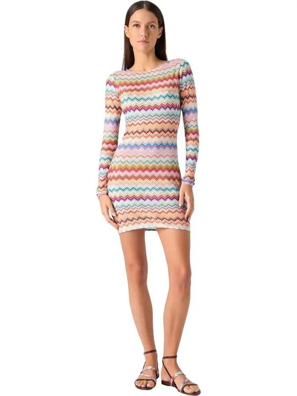 Missoni Zigzag Pixel-effect Viscose Lamé Mini Dress - Multicoloured
