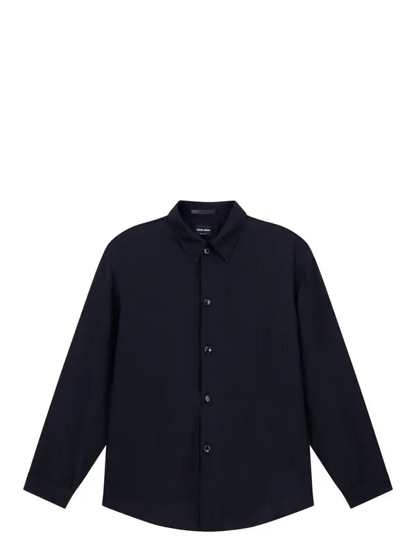 Giorgio Armani Chevron Viscose Twill Shirt Jacket - Black
