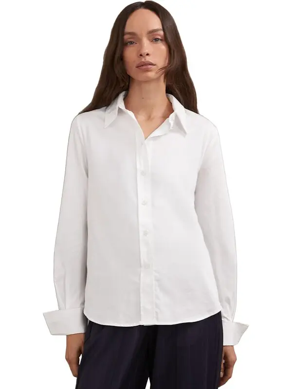 REISS Cotton-sateen Folded-cuff Shirt - Ivory