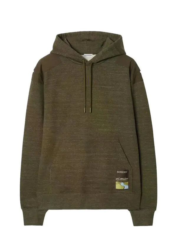 Burberry Landscape Label Cotton Hoodie - Green