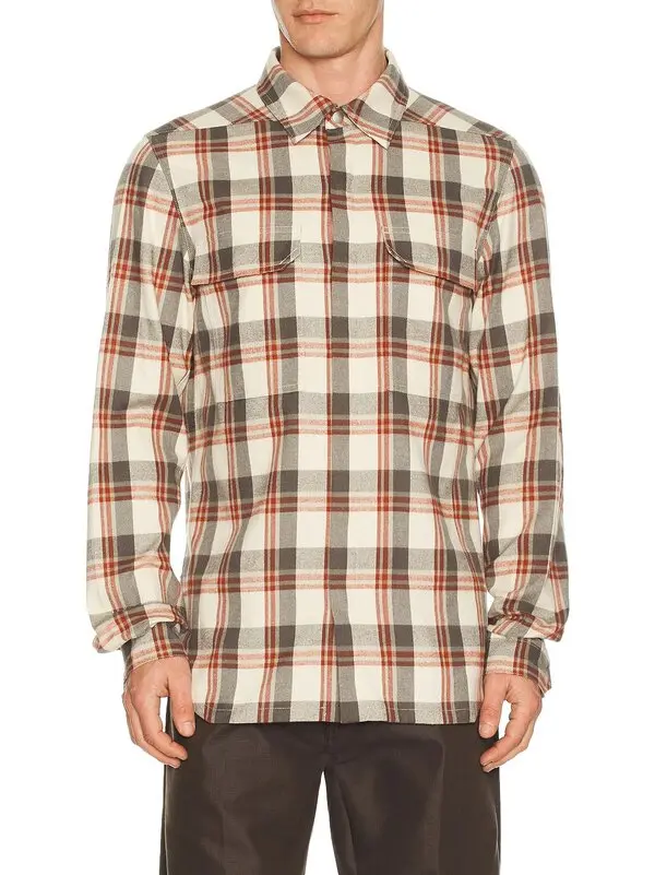 Rick Owens Outershirt In Beige - Milk Plaid