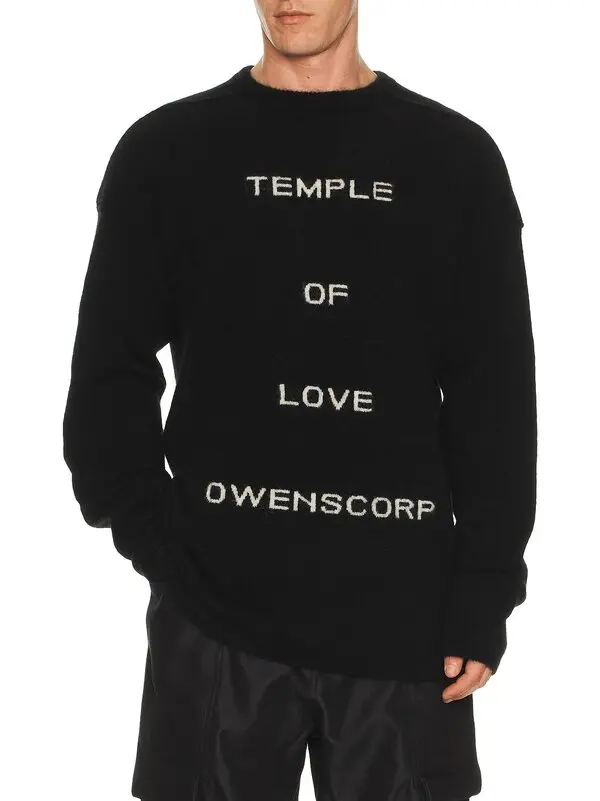 Rick Owens Round Neck Graphic Sweater - Black & Butter