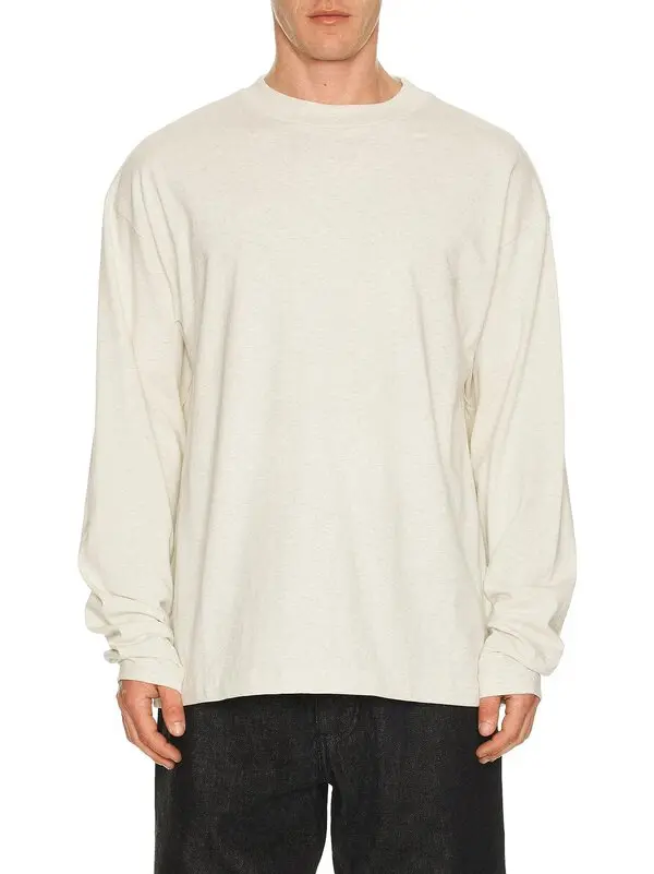 Fear Of God Classic Long Sleeve Tee In Grey - Oatmeal Heather