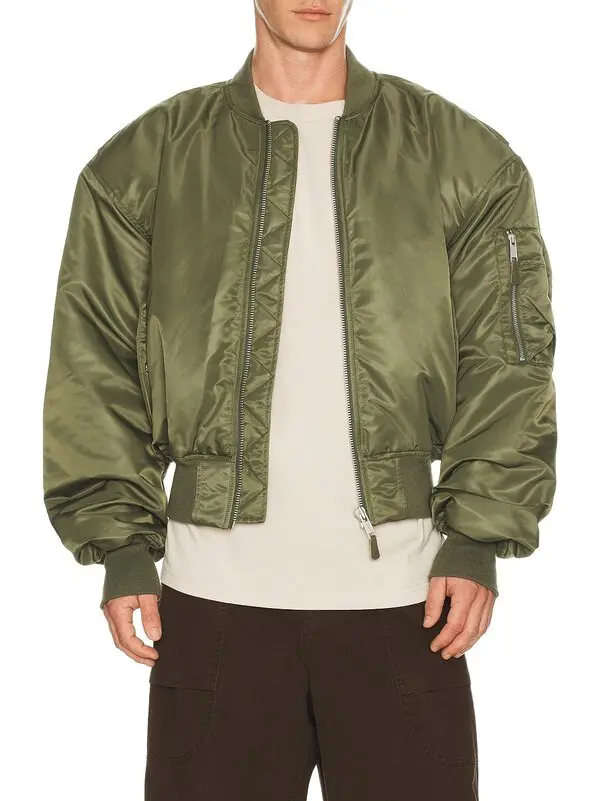 ENTIRE STUDIOS Cropped Broad Bomber - Khaki