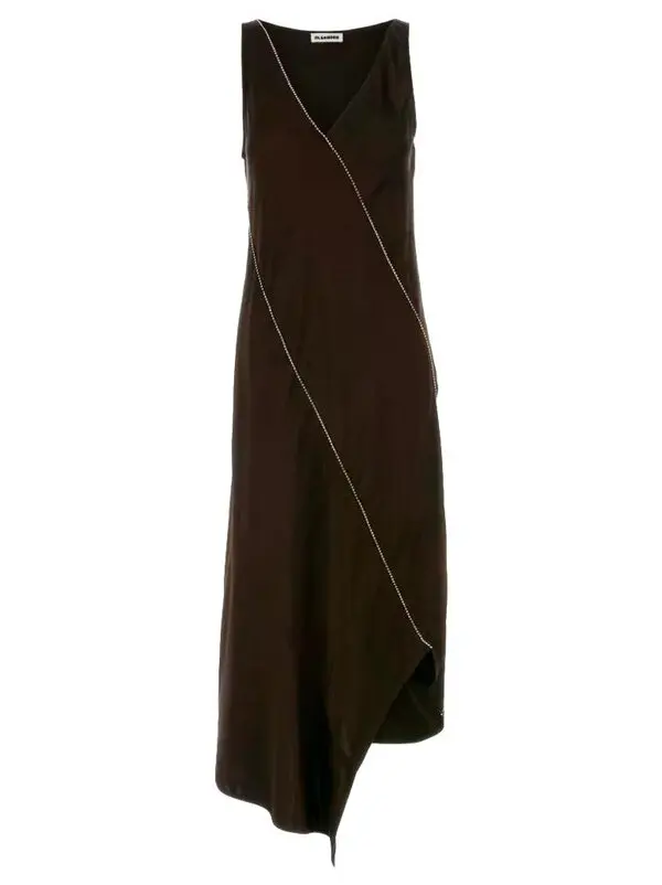 JIL SANDER Asymmetric Hem Dress - Brown
