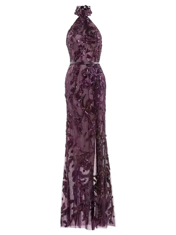SAIID KOBEISY Halter-neck Maxi Dress - Purple