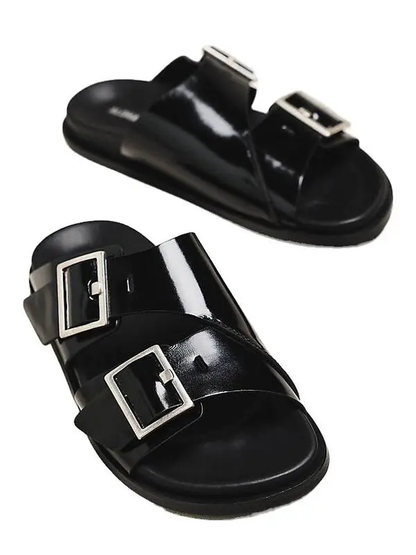 ALOHAS Alba Double Buckle Slide Sandals - Black