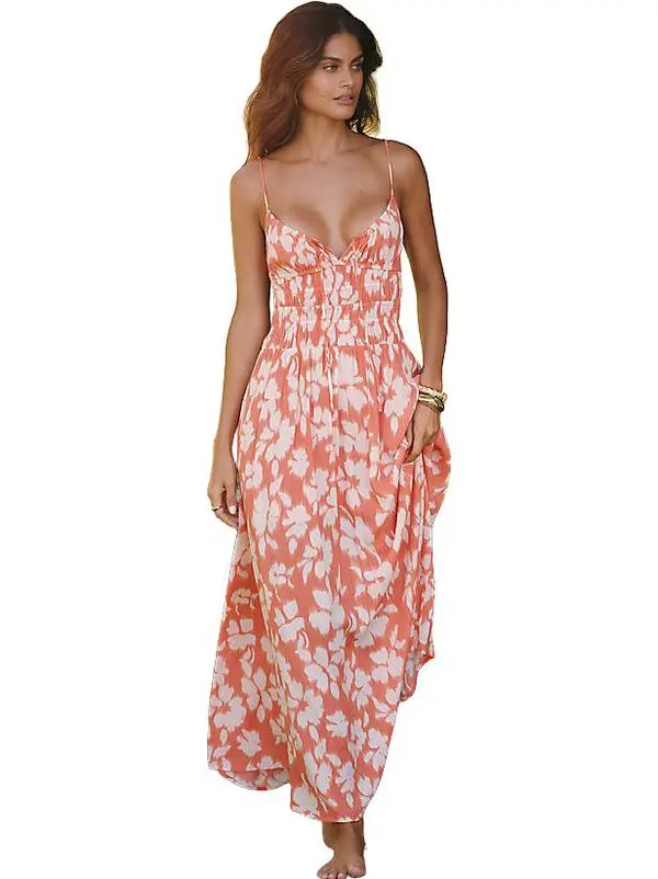 L*Space Open-back Maxi Dress - Orange Pattern