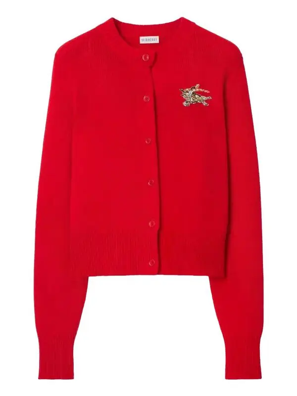 Burberry Equestrian Knight-appliqué Cardigan - Red