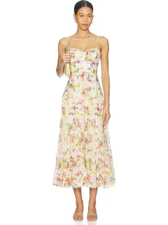 Astr The Label Lianna Strappy Midi Dress - Pink Multi Floral