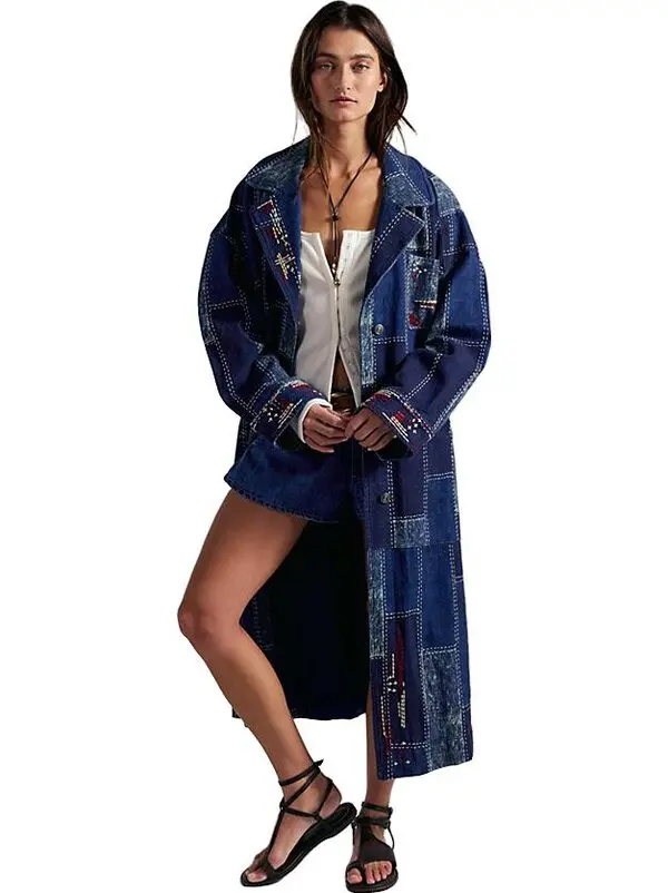 Free People We The Free Open Studio Duster - Indigo Patchwork