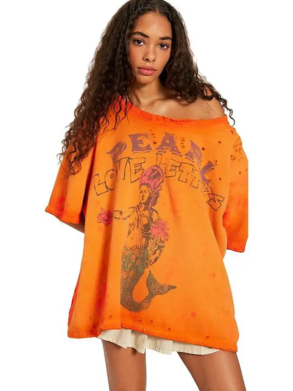 MAGNOLIA PEARL Mermaid Love Letters Vetiver Sweatshirt - Orange