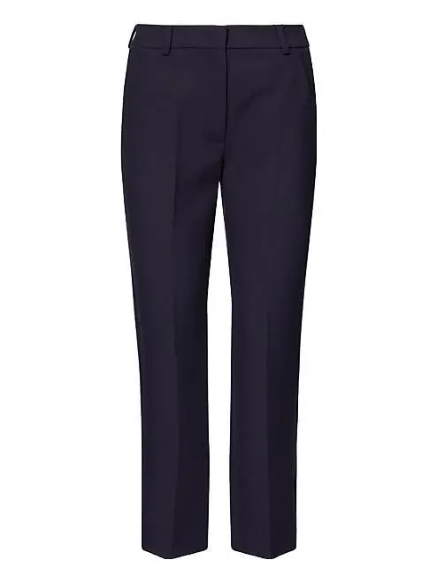 Max Mara High-rise Cigarette-leg Canvas Trousers - Navy
