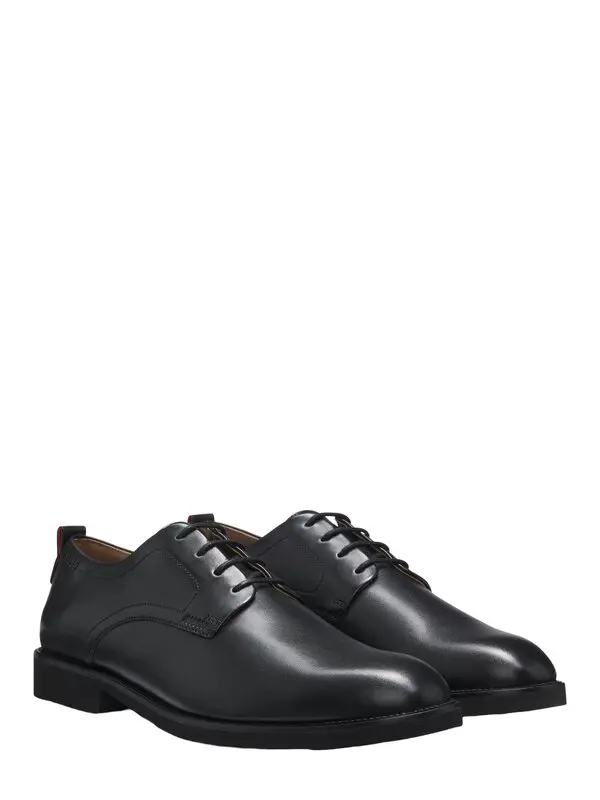 Hugo Embossed-logo Leather Derby Shoes - Black