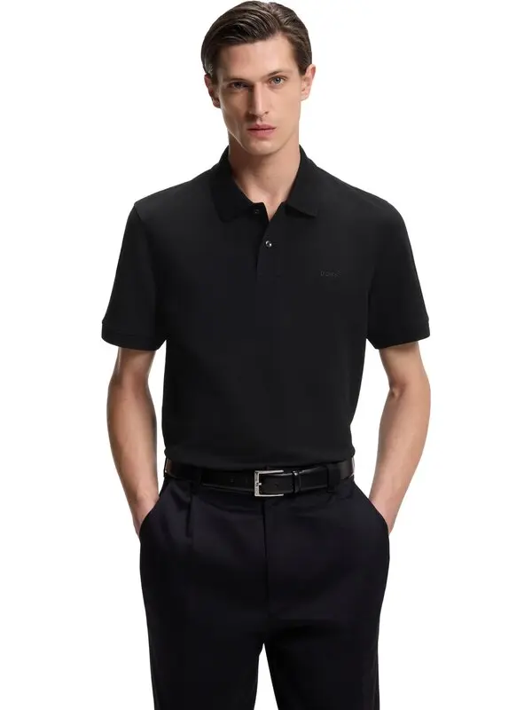 BOSS Pallas Polo Shirt In Cotton Piqué With Embroidered Logo - Black
