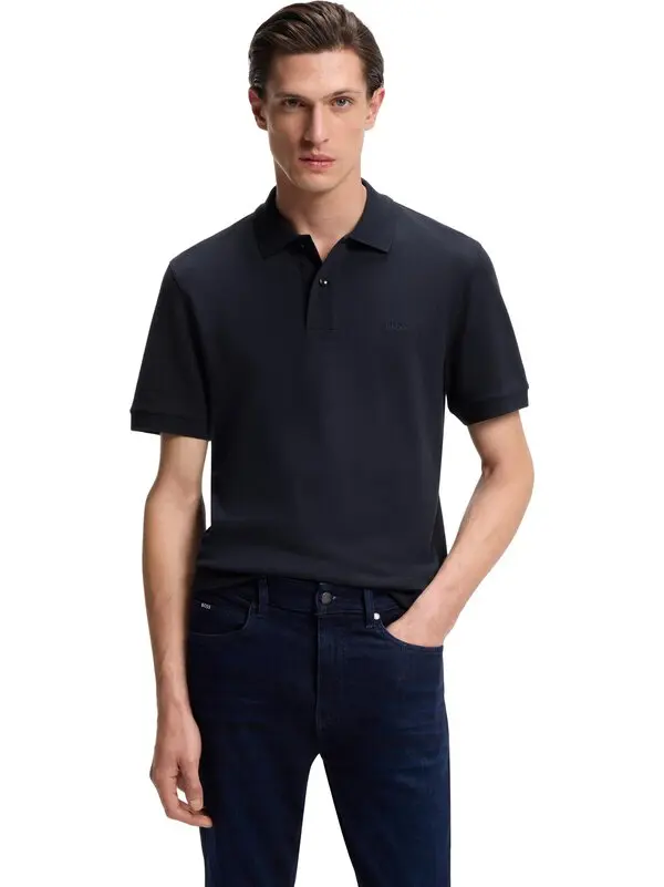 BOSS Pallas Polo Shirt In Cotton Piqué With Embroidered Logo - Dark Blue