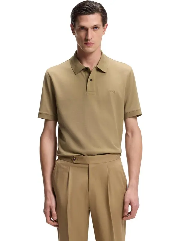 BOSS Pallas Polo Shirt In Cotton Piqué With Embroidered Logo - Khaki