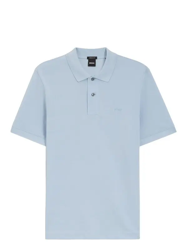 BOSS Pallas Polo Shirt In Cotton Piqué With Embroidered Logo - Light Blue