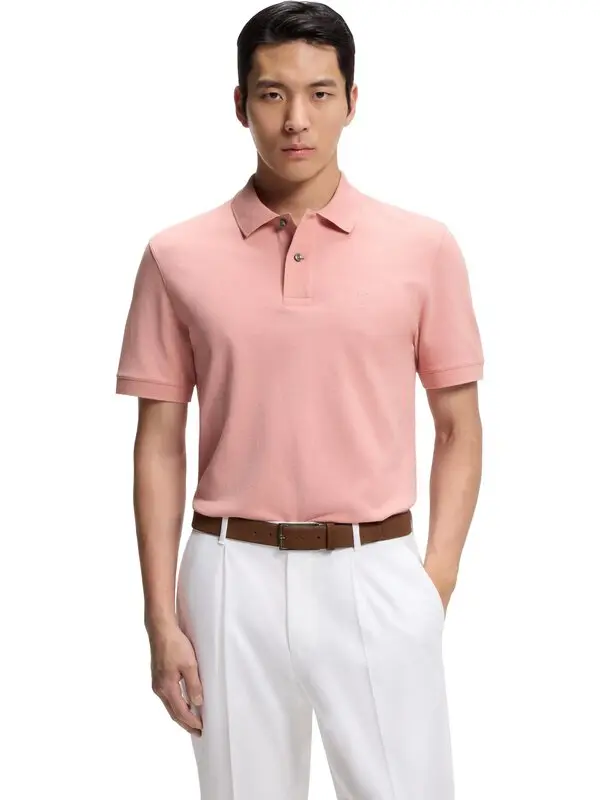 BOSS Pallas Polo Shirt In Cotton Piqué With Embroidered Logo - Light Pink