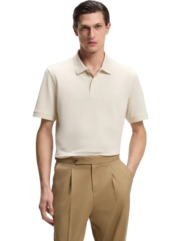 BOSS Pallas Polo Shirt In Cotton Piqué With Embroidered Logo - White