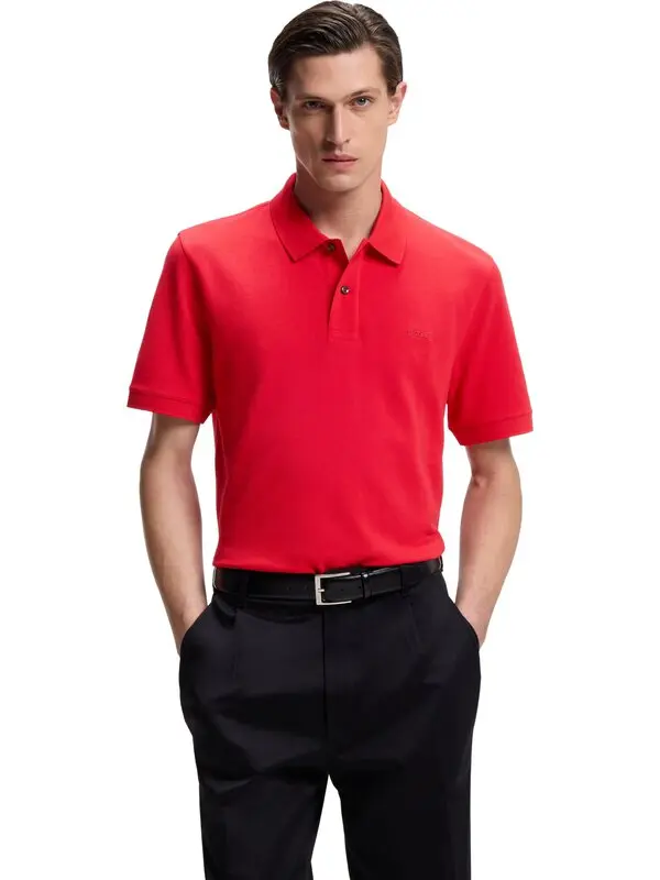 BOSS Pallas Polo Shirt In Cotton Piqué With Embroide Logo - Red