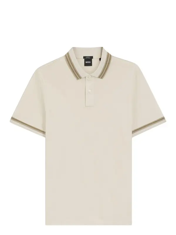 BOSS Contrast-tipping Slim-fit Polo Shirt In Mercerised Cotton - White