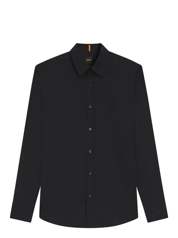 BOSS Regular-fit Shirt In Stretch-cotton Dobby - Black