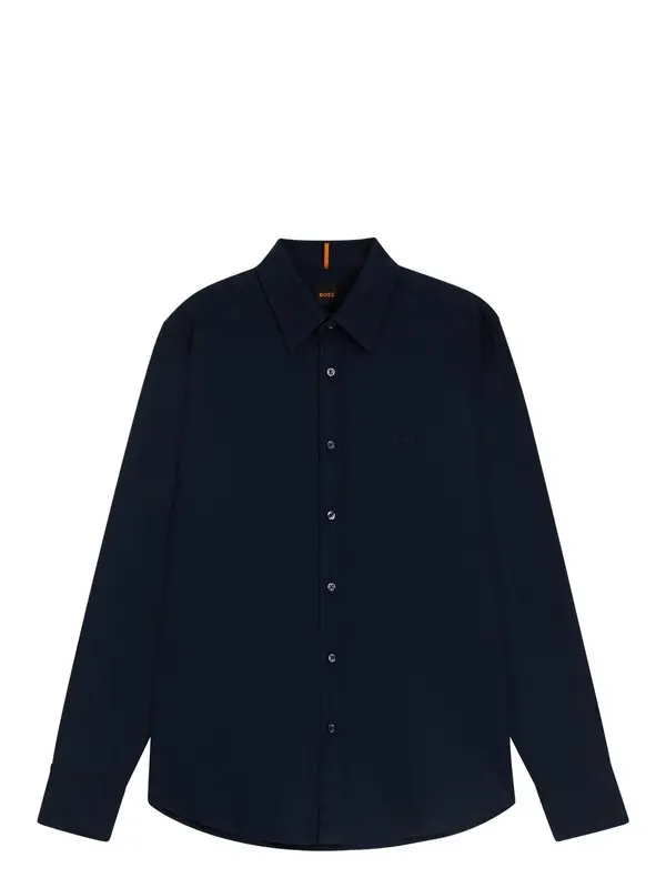 BOSS Regular-fit Shirt In Stretch-cotton Dobby - Dark Blue