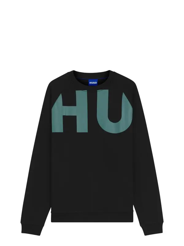 Hugo Cotton Jersey Sweatshirt With Large Logo - Black