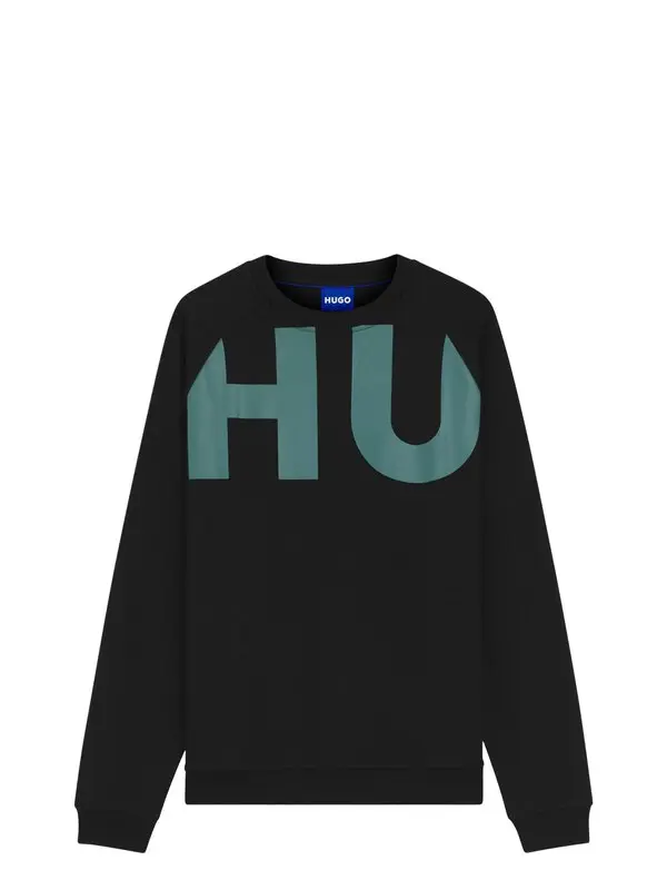 Hugo Cotton Jersey Sweatshirt With Large Logo - Black