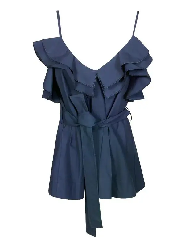 P.a.r.o.s.h Ruffled Belted Blouse - Blue