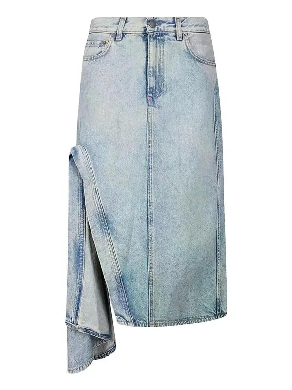 HAIKURE Logo-patch Draped Skirt - Blue
