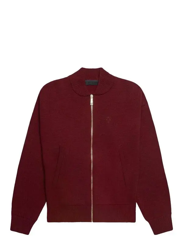 PLACE OF ËLMS Embroidered Zip Cardigan - Red