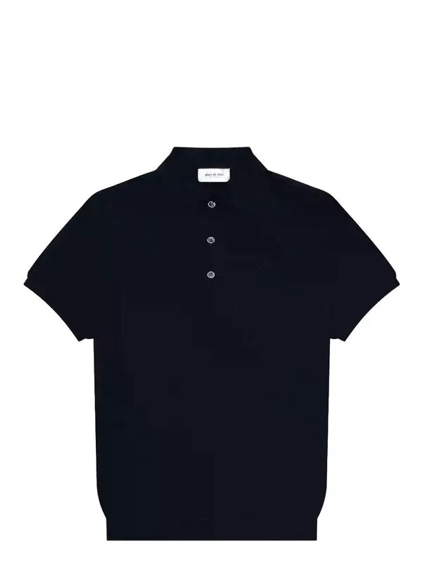 PLACE OF ËLMS Amalfi Short-sleeve Embroidered Polo Shirt - Blue