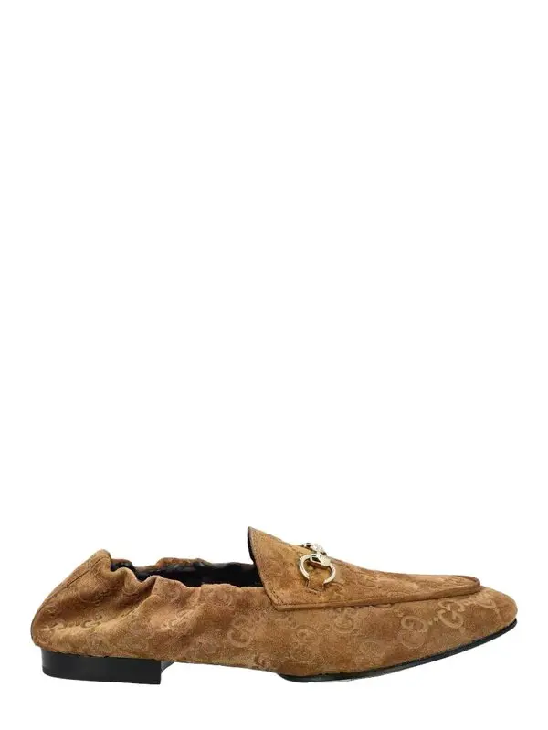 Gucci Gg-patterned Loafers With Horsebit Detail - Brown