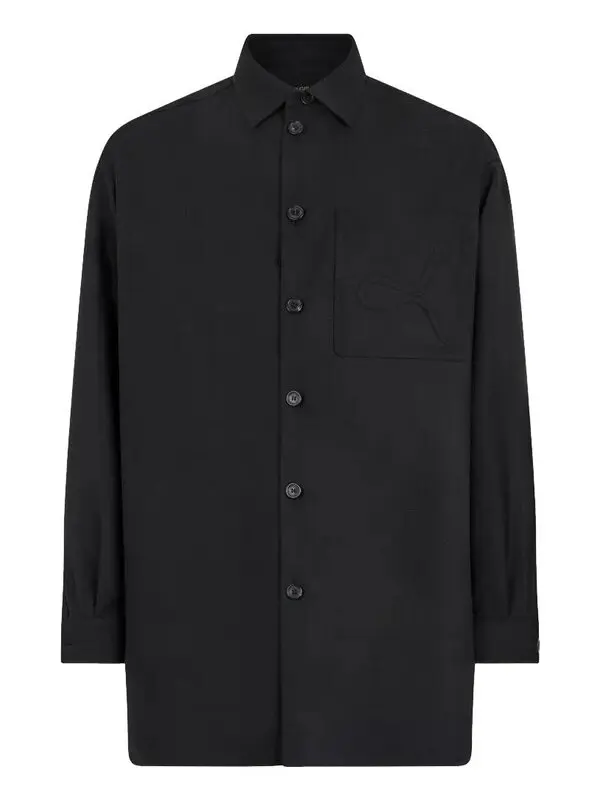 Roberto Cavalli Embossed Serpent Plain Shirt - Black