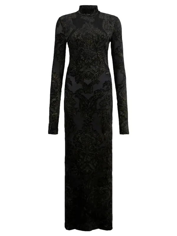 Roberto Cavalli Ornamental-print Mock-neck Dress - Black