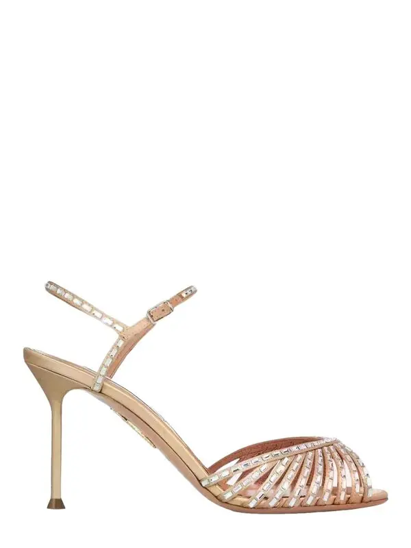 AQUAZZURA Hold Me Embellished Stiletto Sandals - Neutrals