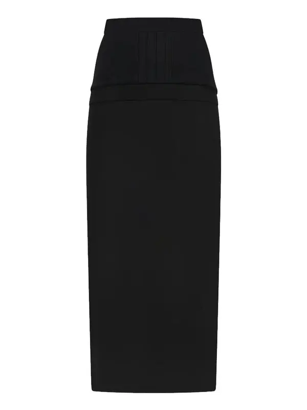 Attico Ribbed Pencil Skirt - Black