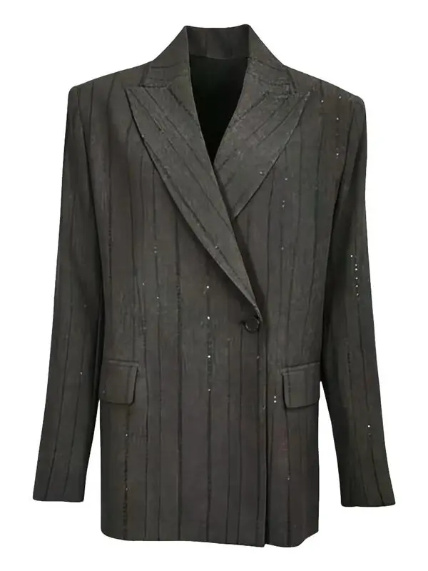 Antonelli Firenze Pinstriped Embellished Blazer - Grey