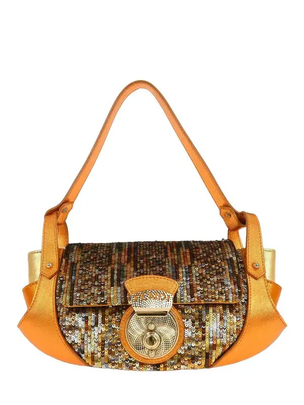 Fendi 2005 Metallic Sequins Tote - Orange