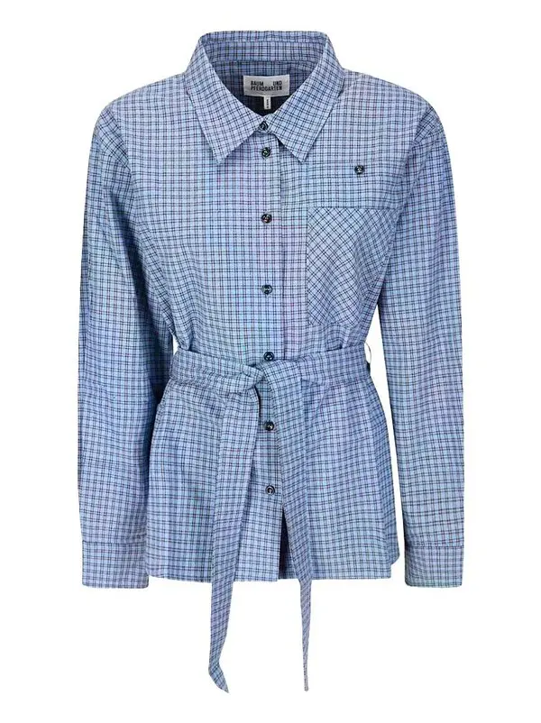 Baum Und Pferdgarten Check Belted Shirt - Blue