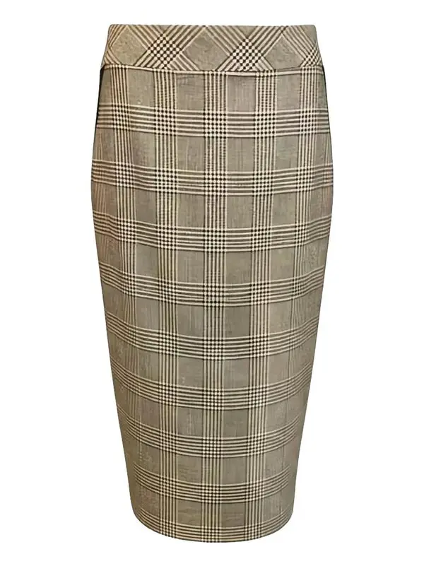 D.exterior Checked Midi Pencil Skirt - Brown