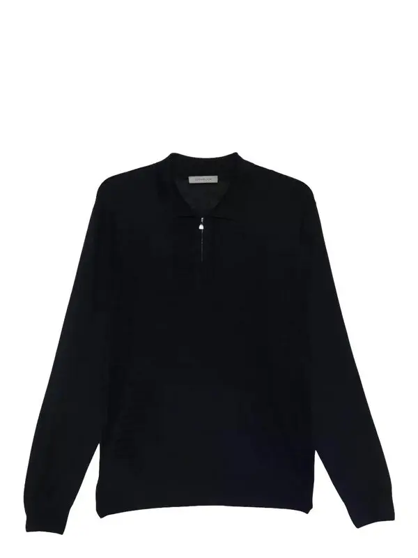 Corneliani Zip Knitted Polo Shirt - Blue