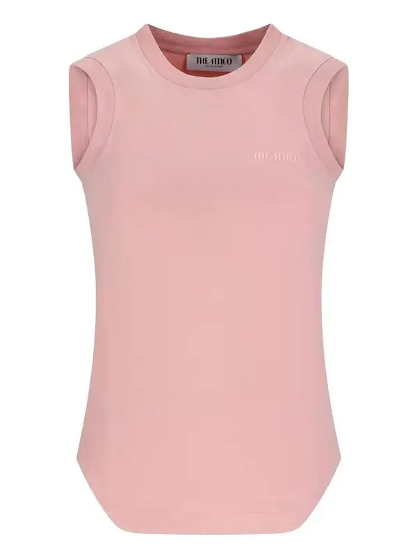 Attico Embroidered-logo Sleeveless Top - Pink