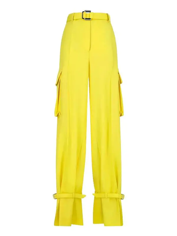 Attico Cargo Trousers With Belt - Yellow