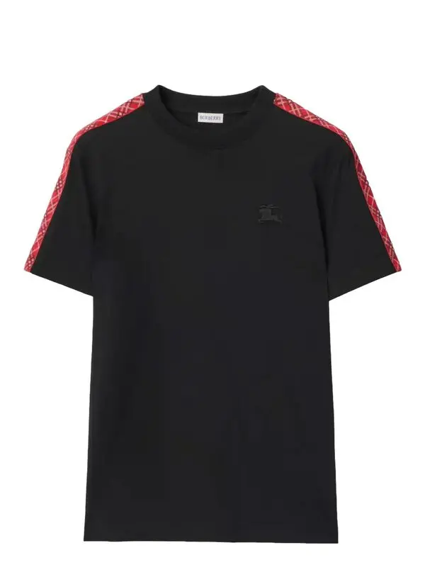 Burberry Check-trim Embroidered T-shirt - Black